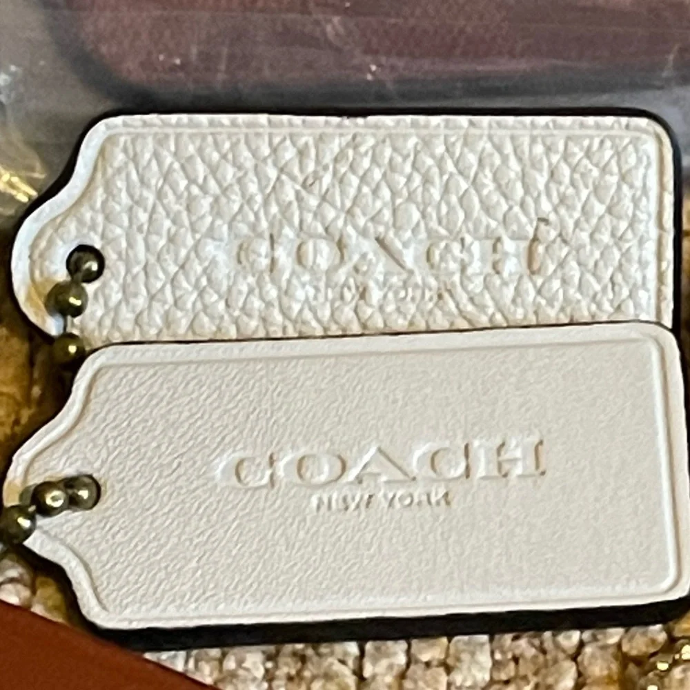 Coach | Accessories | Coach Large Pebble Chalk Color Hang Tag W Gold ...